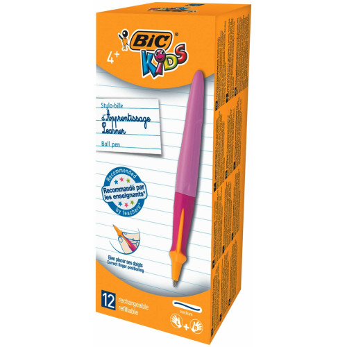 Bic Kids Girls Refillable Ball Pen for Learners Blue Ink Pack of 12