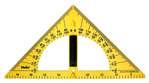 Helix Whiteboard Multi Instrument 45 Degree Set Square 50cm Ruler 180 Protractor