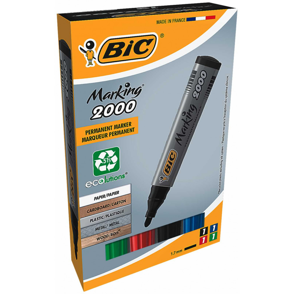 Bic-Marking-2000-Round-Nib-Permanent-Marker-Assorted-Pack-of-4