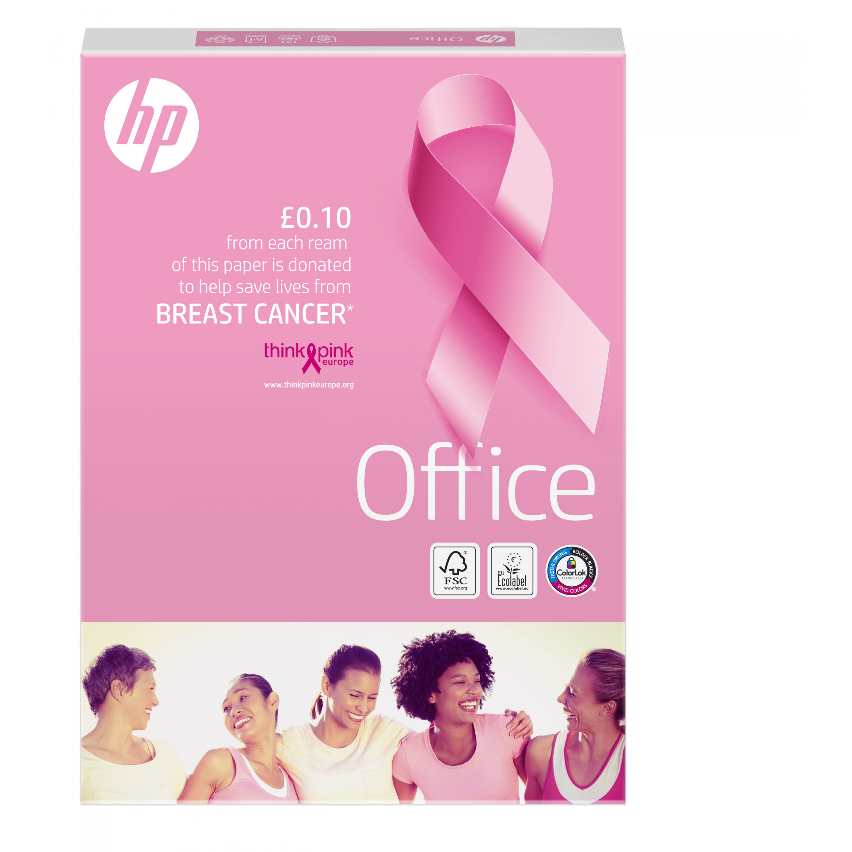 HP Office Pink Ream (210x297) 80gsm White Paper | Pack of 500
