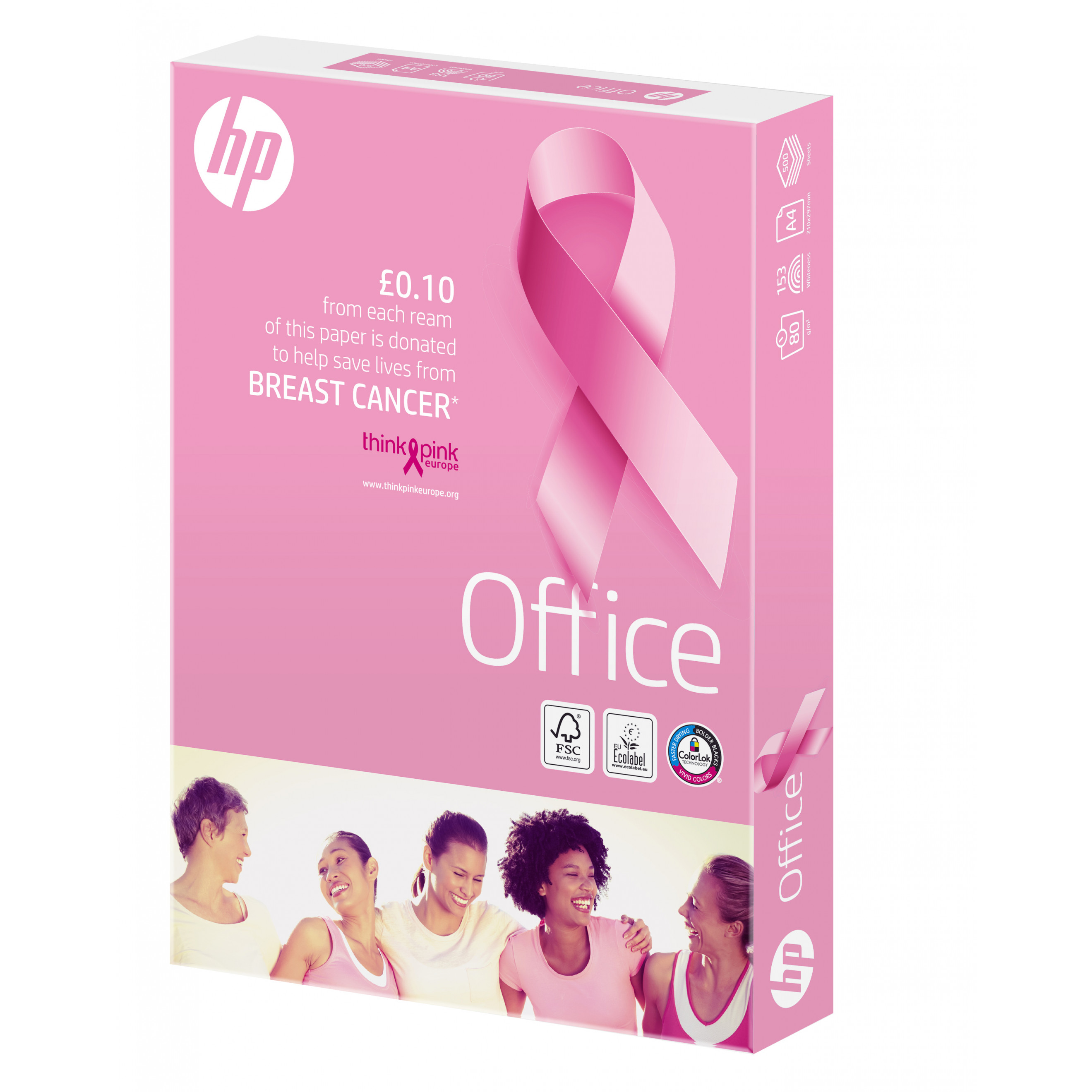 HP Office Pink Ream (210x297) 80gsm White Paper | Pack of 500